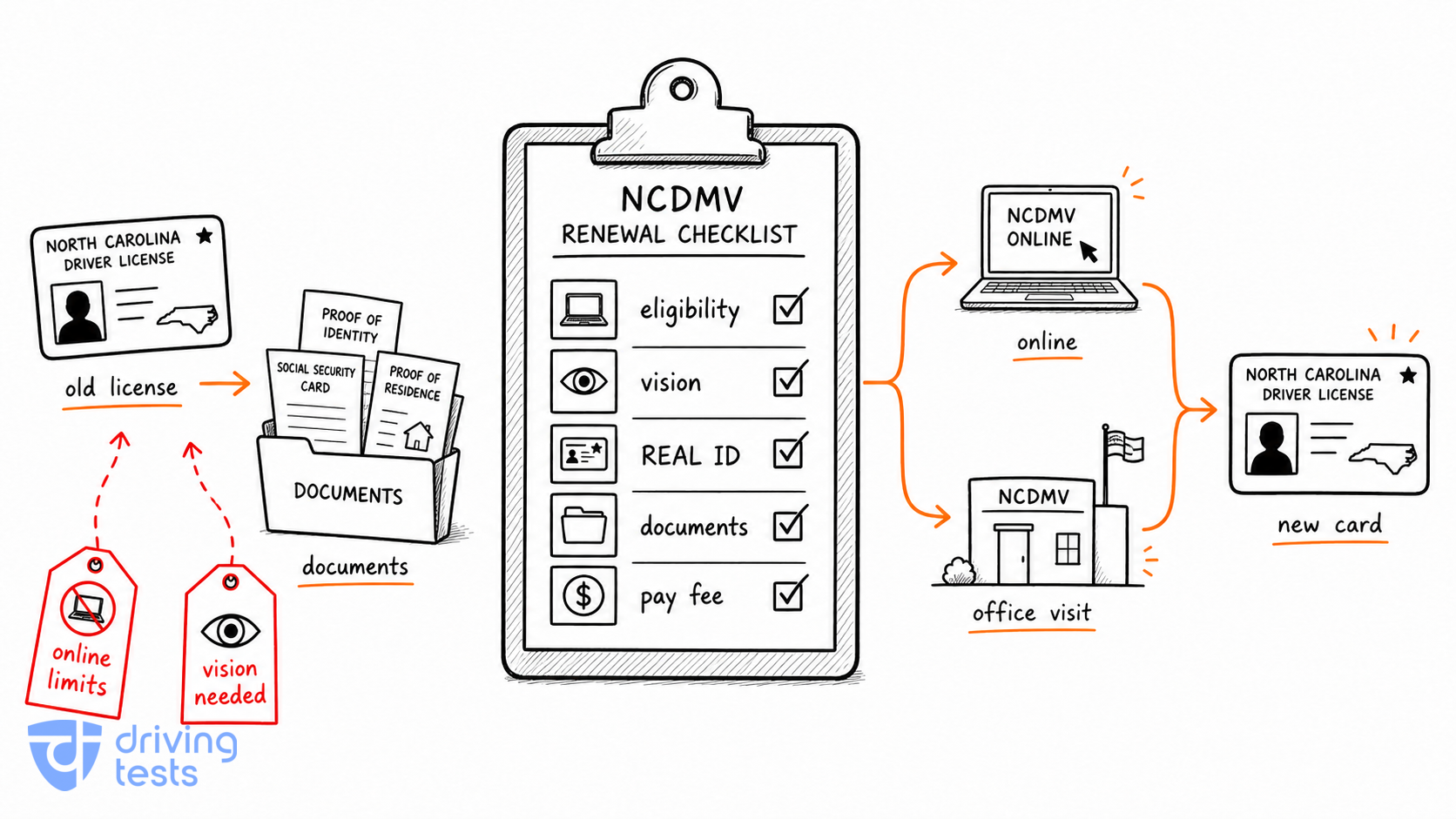 NC Driver's License Renewal: Online or DMV Office 2026 - Driving-Tests.org